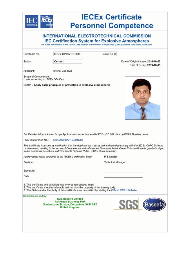 Snehal_IECEx Personnel Competence Certificate | PDF