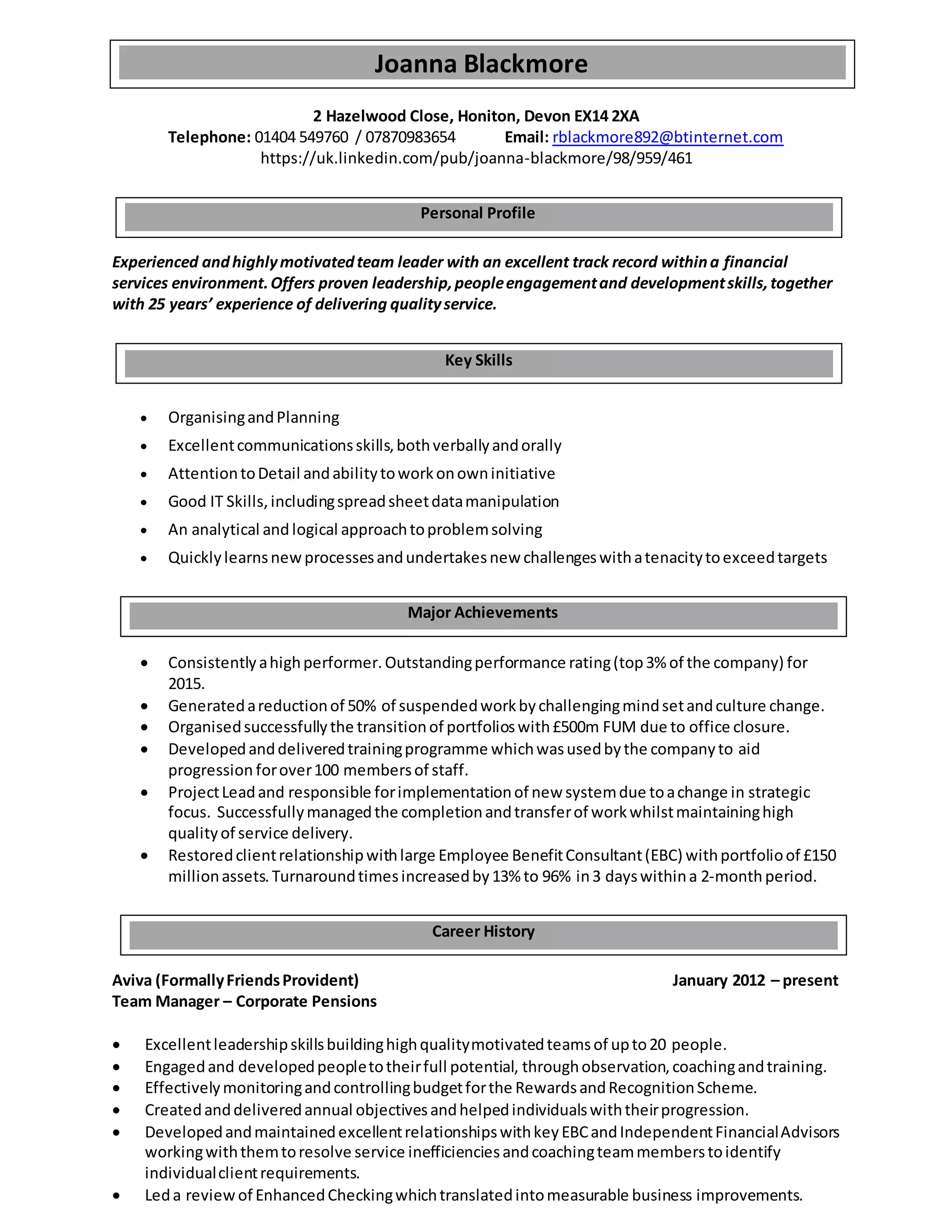 Joanna Blackmore CV 2016 | DOCX
