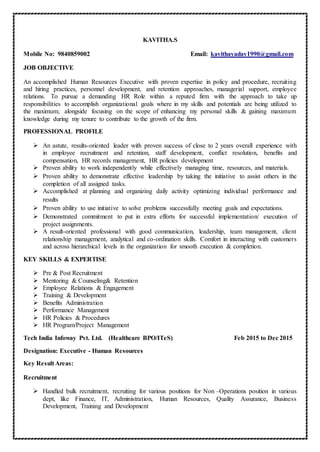 Kavitha HR Executive CV (1) | DOCX