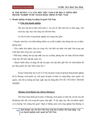 ẢNH HƯỞNG CỦA VĂN HÓA VIỆT NAM (CẤP ĐỘ CÁ NHÂN) ĐẾN HOẠT ĐỘNG CỦA CÁC DOANH NGHIỆP NƯỚC NGOÀI ...