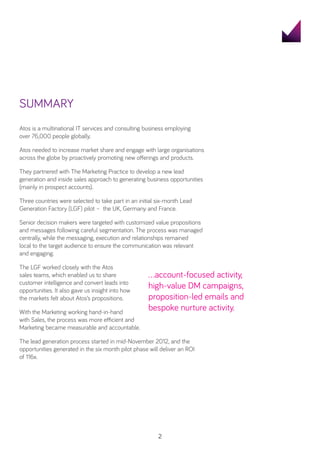 B2B Marketing Awards case study: Atos Lead Generation Factory | PDF