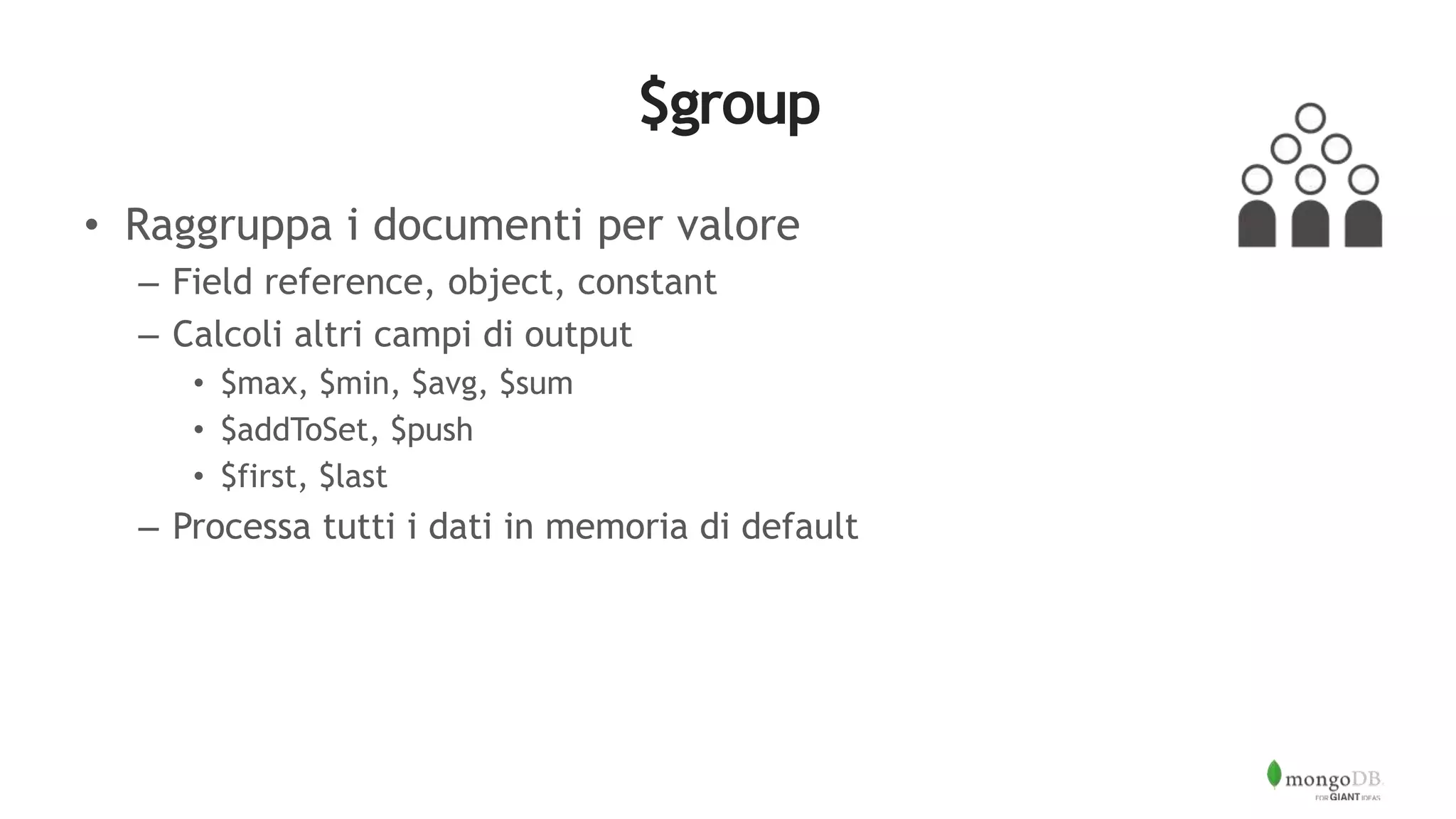 Back to Basics, webinar 5: Introduzione ad Aggregation Framework | PPTX ...