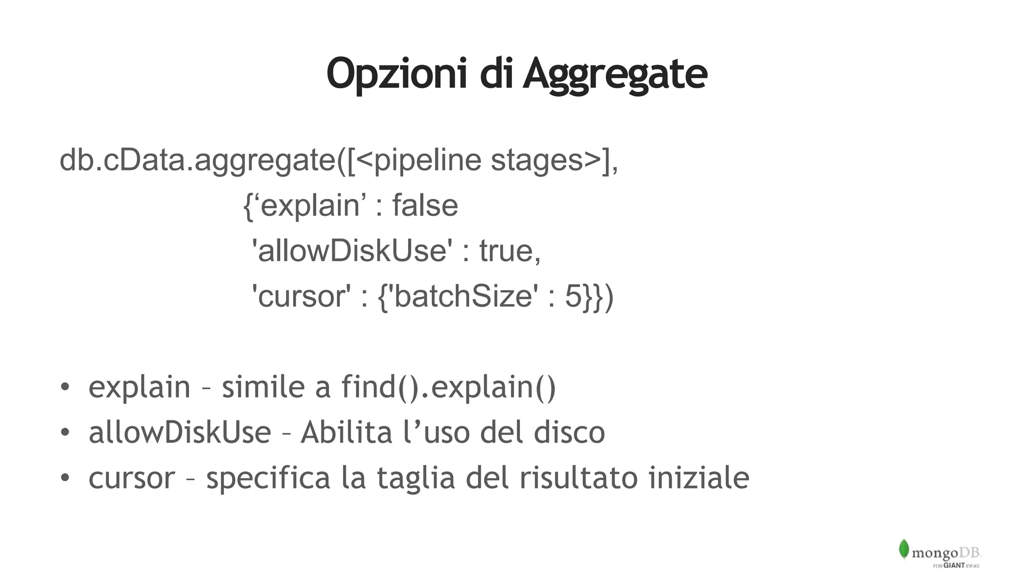 Back to Basics, webinar 5: Introduzione ad Aggregation Framework | PPTX ...