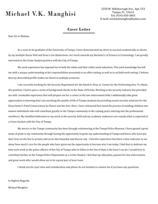 Official Résumé of Michael Manghisi | PDF