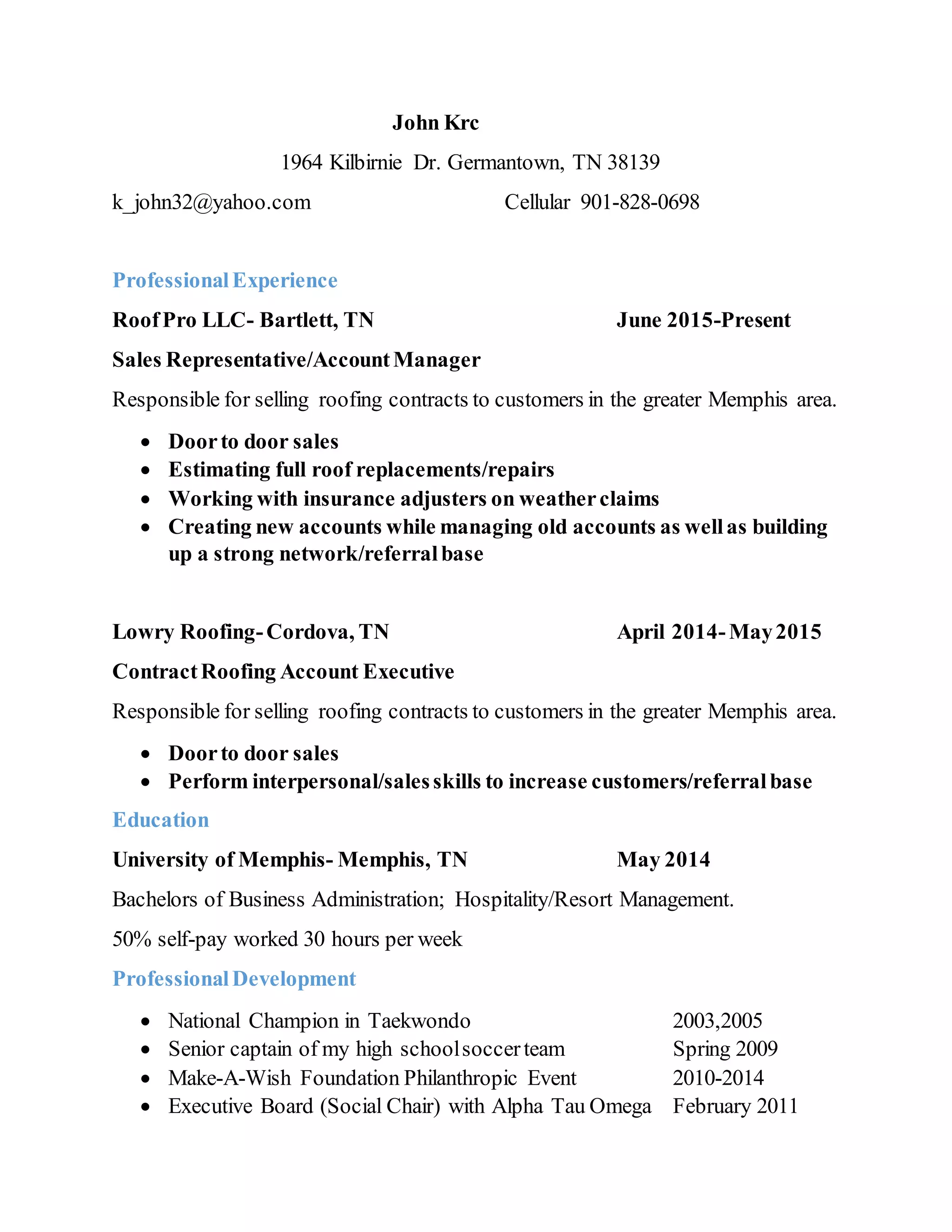 John Krc Professional Resume | PDF