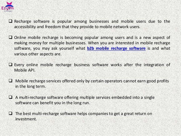 B2B And B2C Multi Recharge Software Company - EzytmTechnologies | PPT