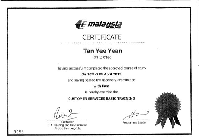 Malaysia Airlines Certificates