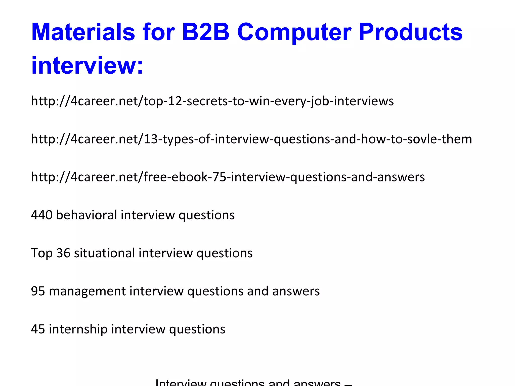 B2 b computer products interview questions and answers | PPT