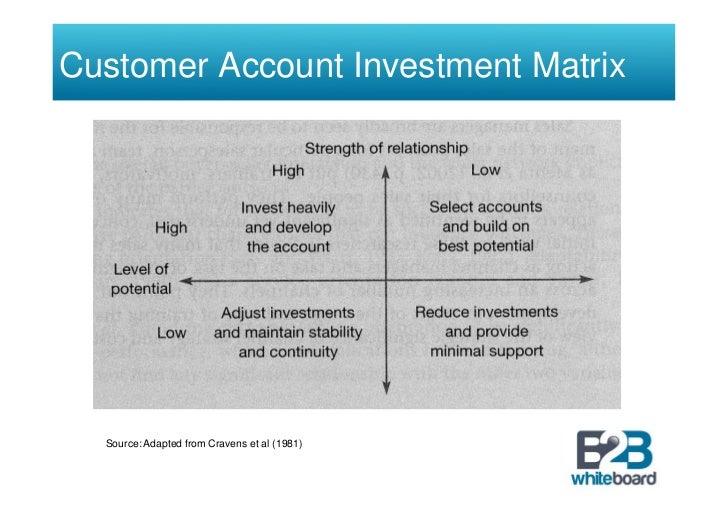 B2B Customer Account Investment Matrix