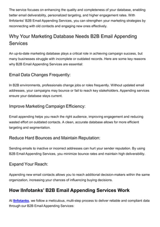 How to Build a Stronger Marketing Database with B2B Email Appending Services | PDF