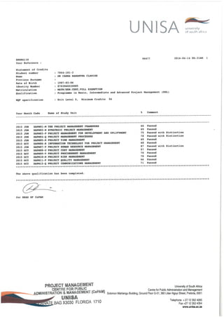 Unisa Diploma - Project Management | PDF