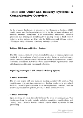B2B Order and Delivery Systems | DOCX
