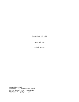 Isolation in Time Screenplay | PDF | Sleep Disorders | Diseases and ...