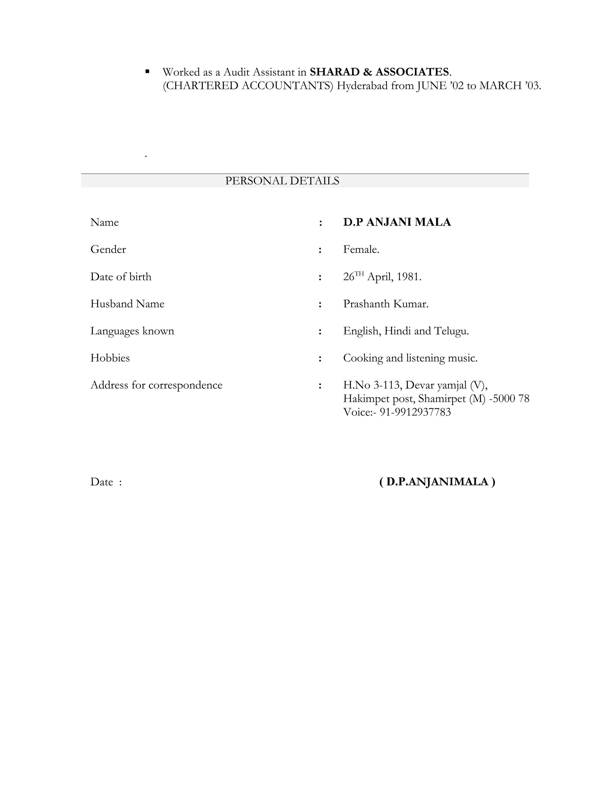 Anjani Resume | DOC