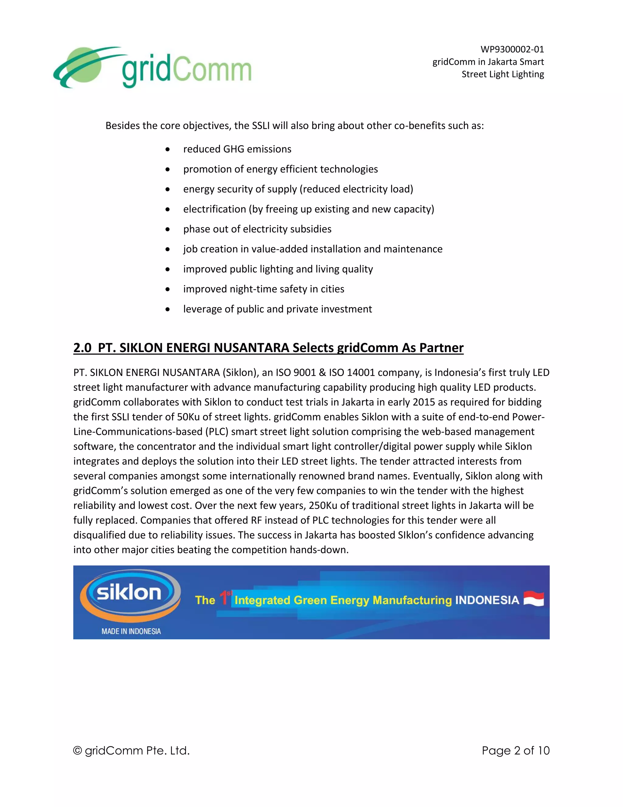 gridComm in Jakarta Smart Street Light System-White Paper | PDF