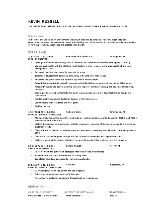 kevin resume november | DOCX | Business Banking & Finance | Business