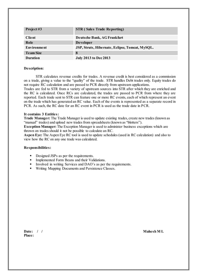 Mahesh-JAVA-3+yrs exp_Resume | DOCX | Web Development | Internet