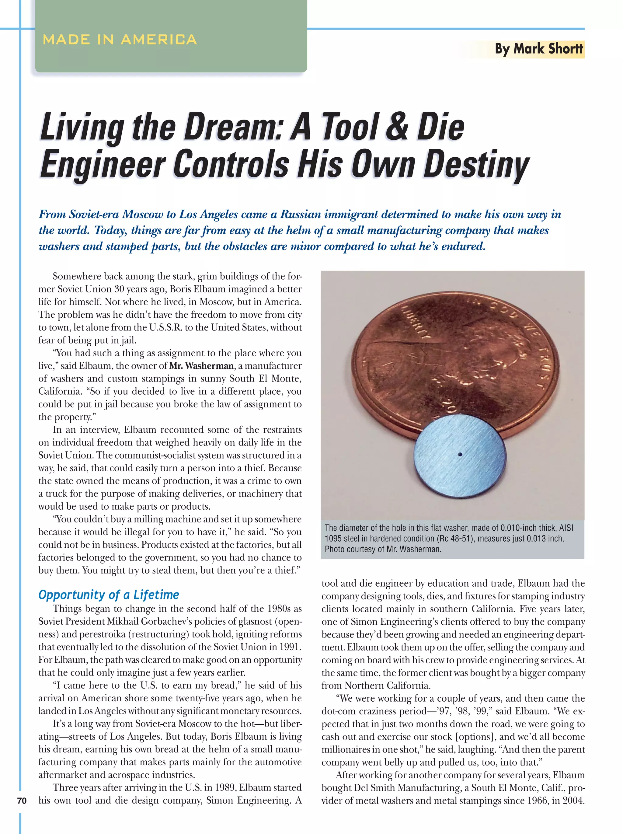 Living the Dream - A Tool & Die Engineer Controls His Destiny (May 2015 ...