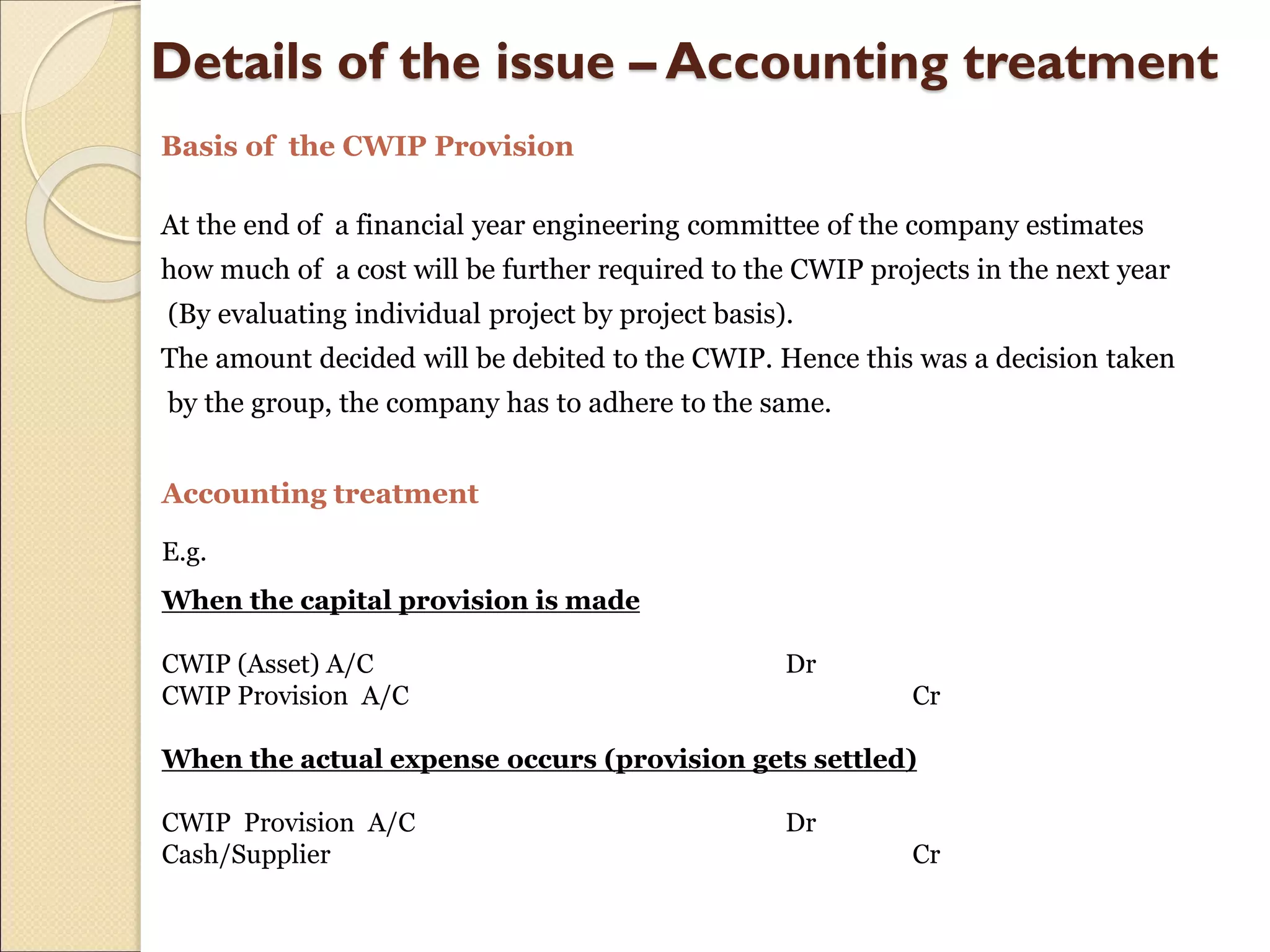 Accounting for CWIP Provision | PDF