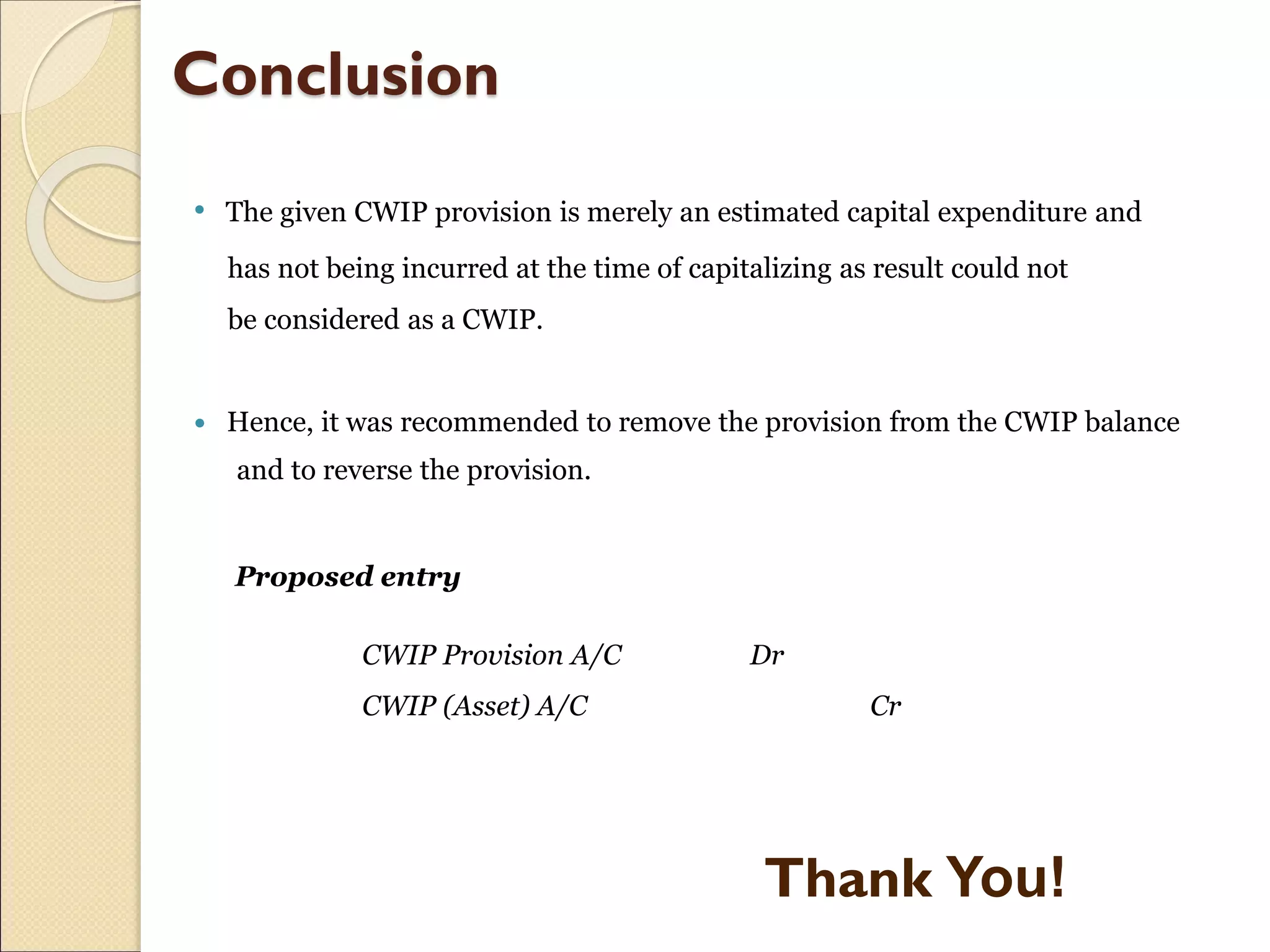 Accounting for CWIP Provision | PDF