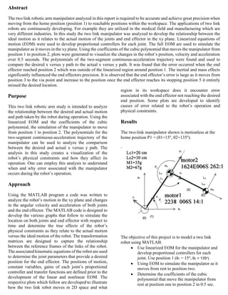 Two Link Robotic Manipulator | PDF