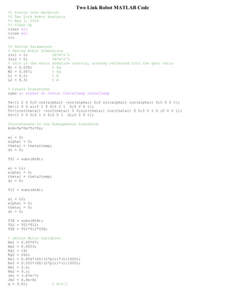 Two Link Robotic Manipulator | PDF