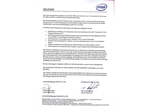 Reference Letter - Intel | PDF