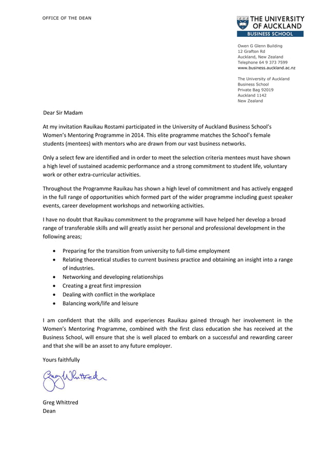 Rauikau Letter of Recommendation | PDF