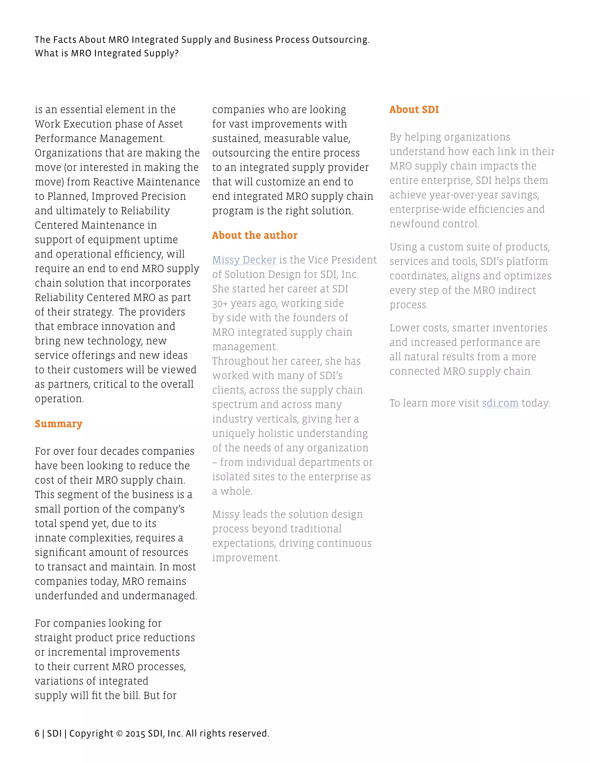 What is MRO Integrated Supply_0915 | PDF