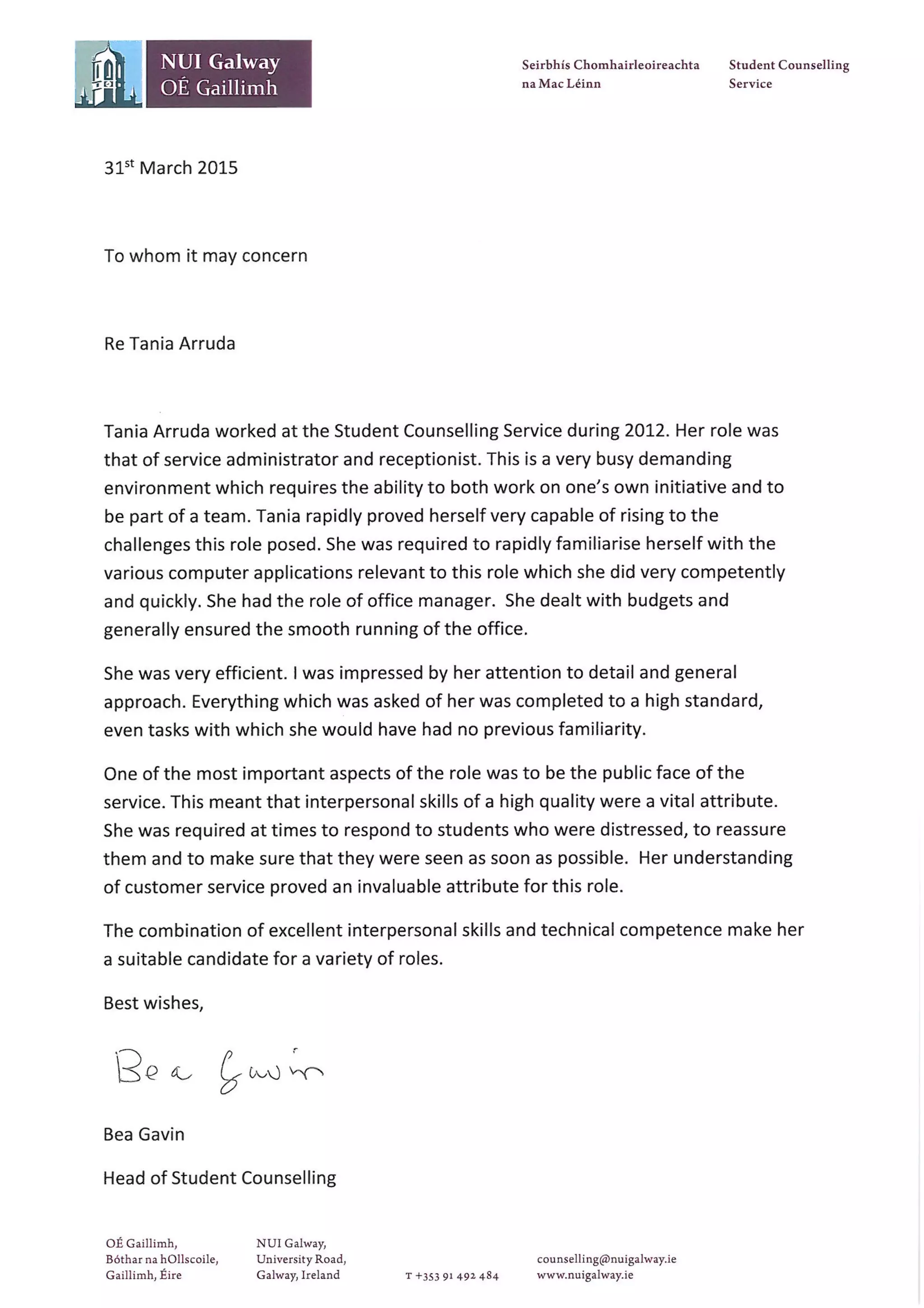 Tania Arruda Ref NUIG | PDF