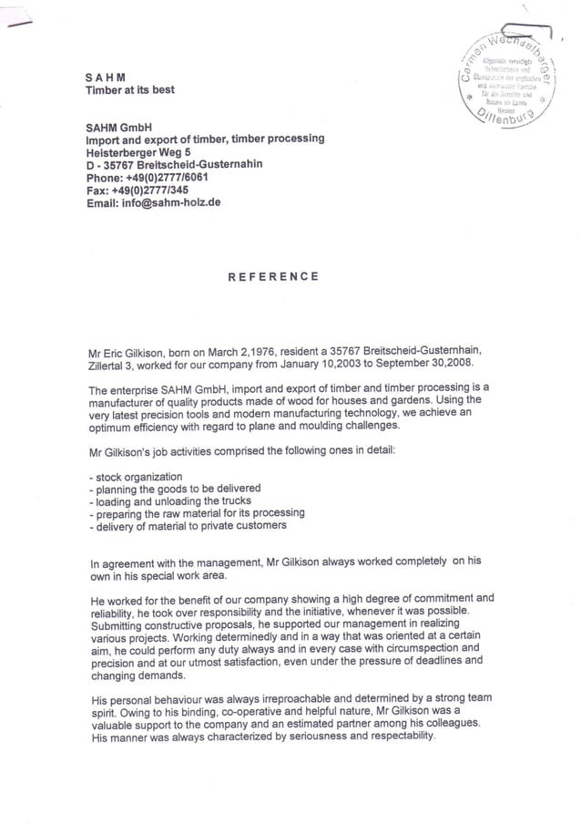 Combined Letter of Referance -SAHM GmbH | PDF