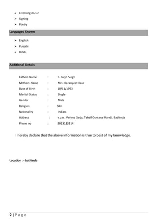 Lakhvir Singh Resume | PDF