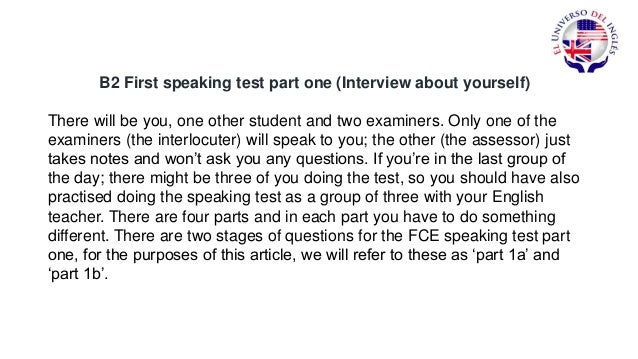 B2 First Speaking Test Part 1