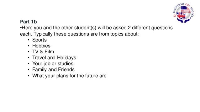 B2 First Speaking Test Part 1