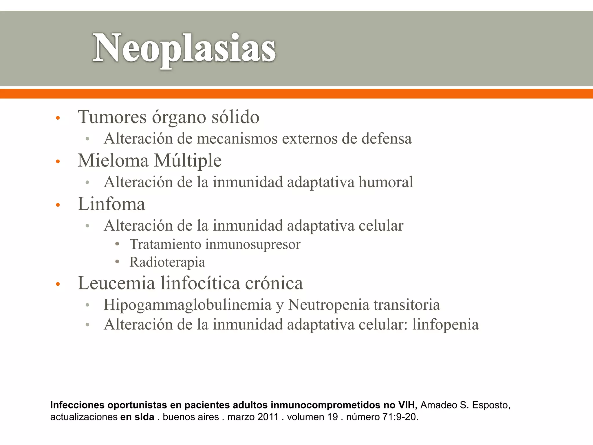 Infecciones paciente inmunocomprometido | PPTX