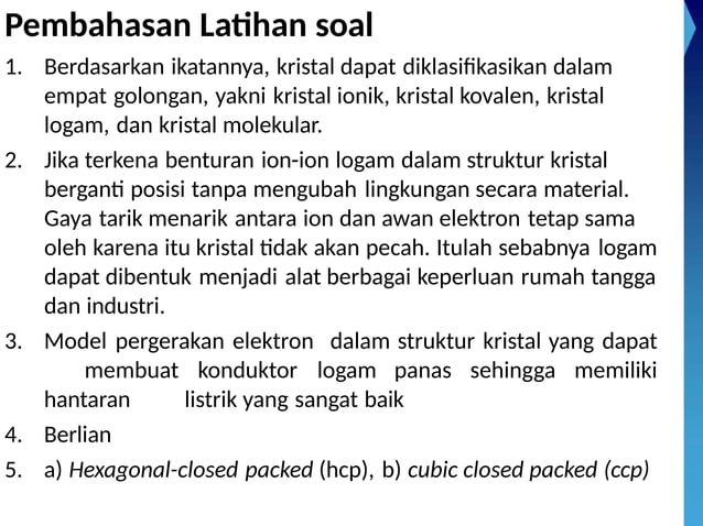 Pembelajaran jenis-jenis Kristal dan ikatannya | PPT