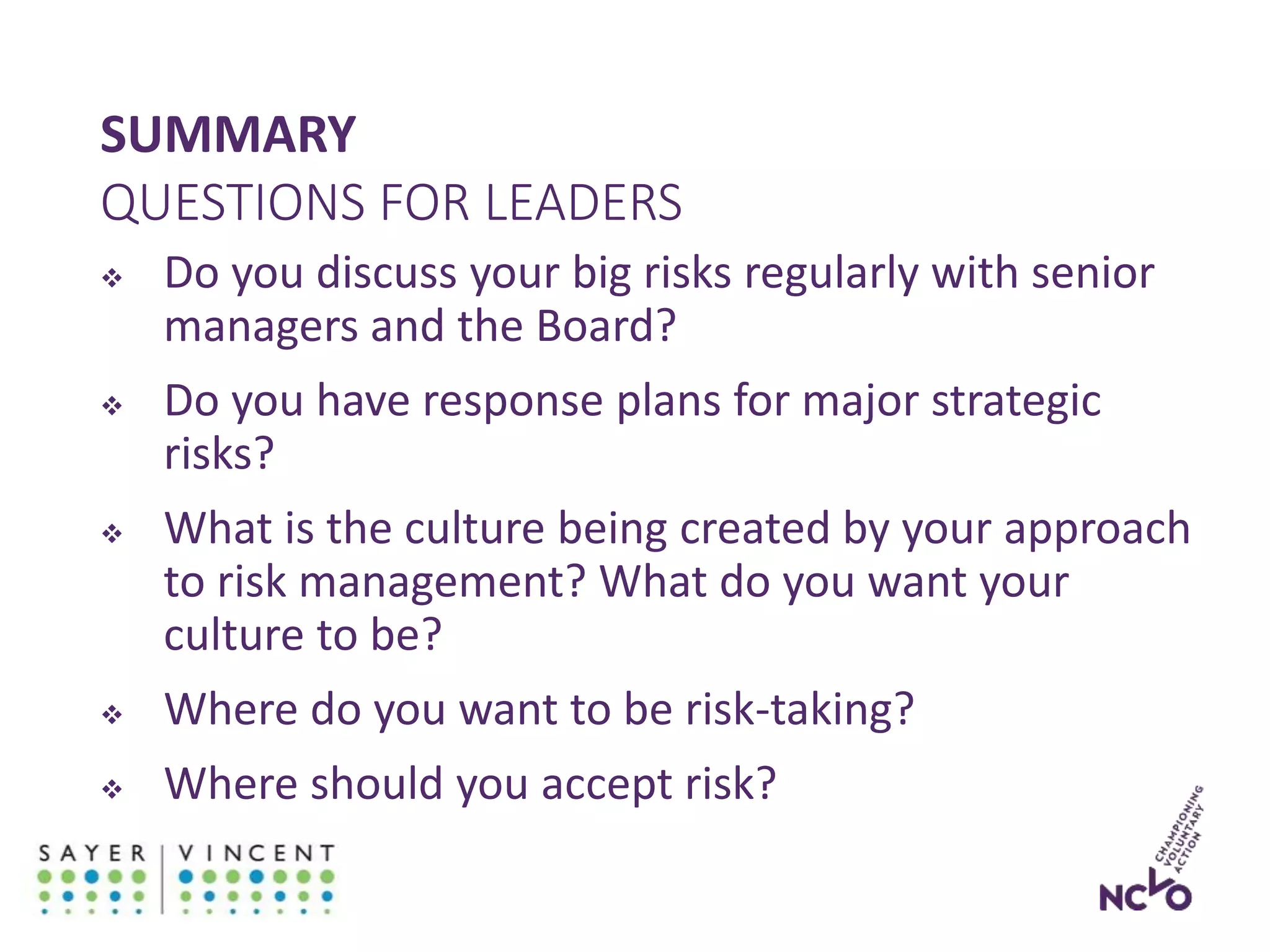 Annual Conference B2: Risk management for leaders | NCVO | PPT