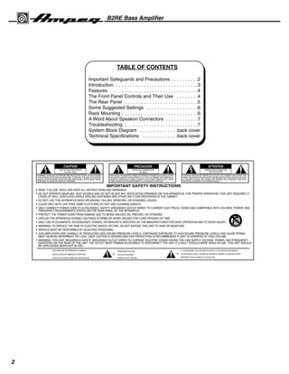 Ampeg B2RE manual | PDF