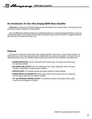 Ampeg B2RE manual | PDF