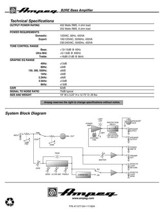 Ampeg B2RE manual | PDF