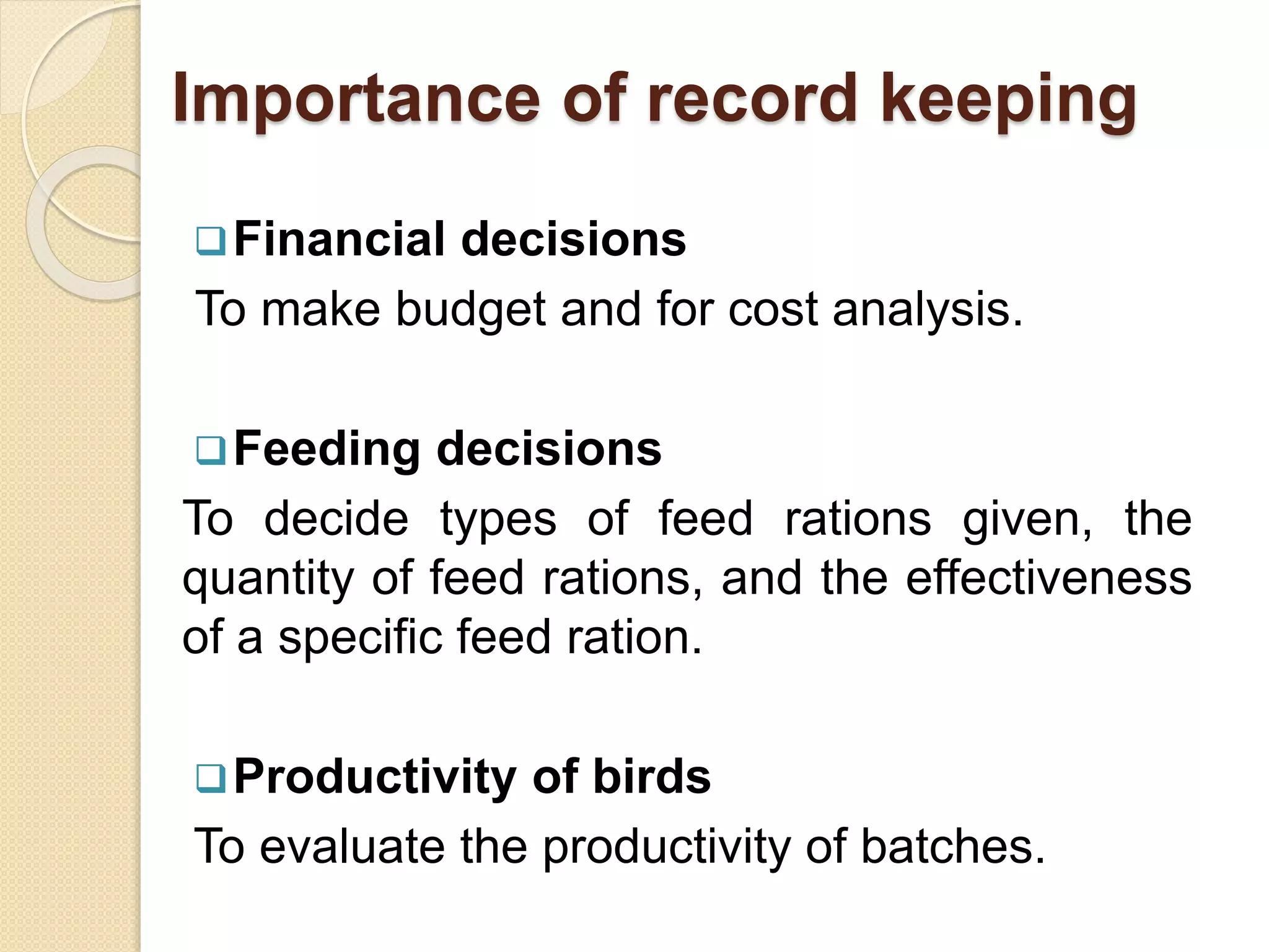 Record keeping in broiler production | PPTX