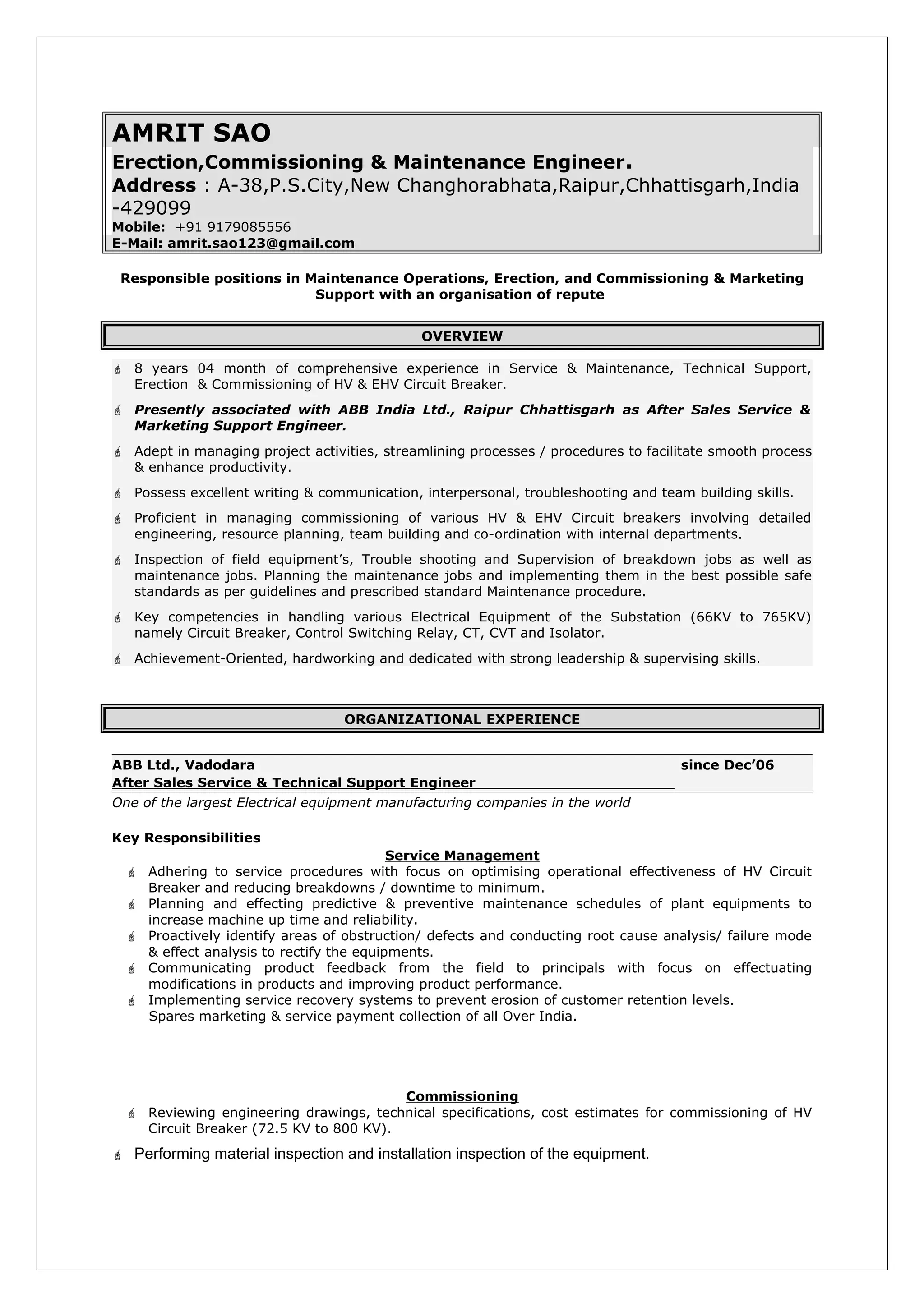 Amrit Resume | DOC | Civil Engineering Industry | Industries