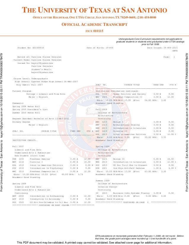 University Of North Texas Transcripts