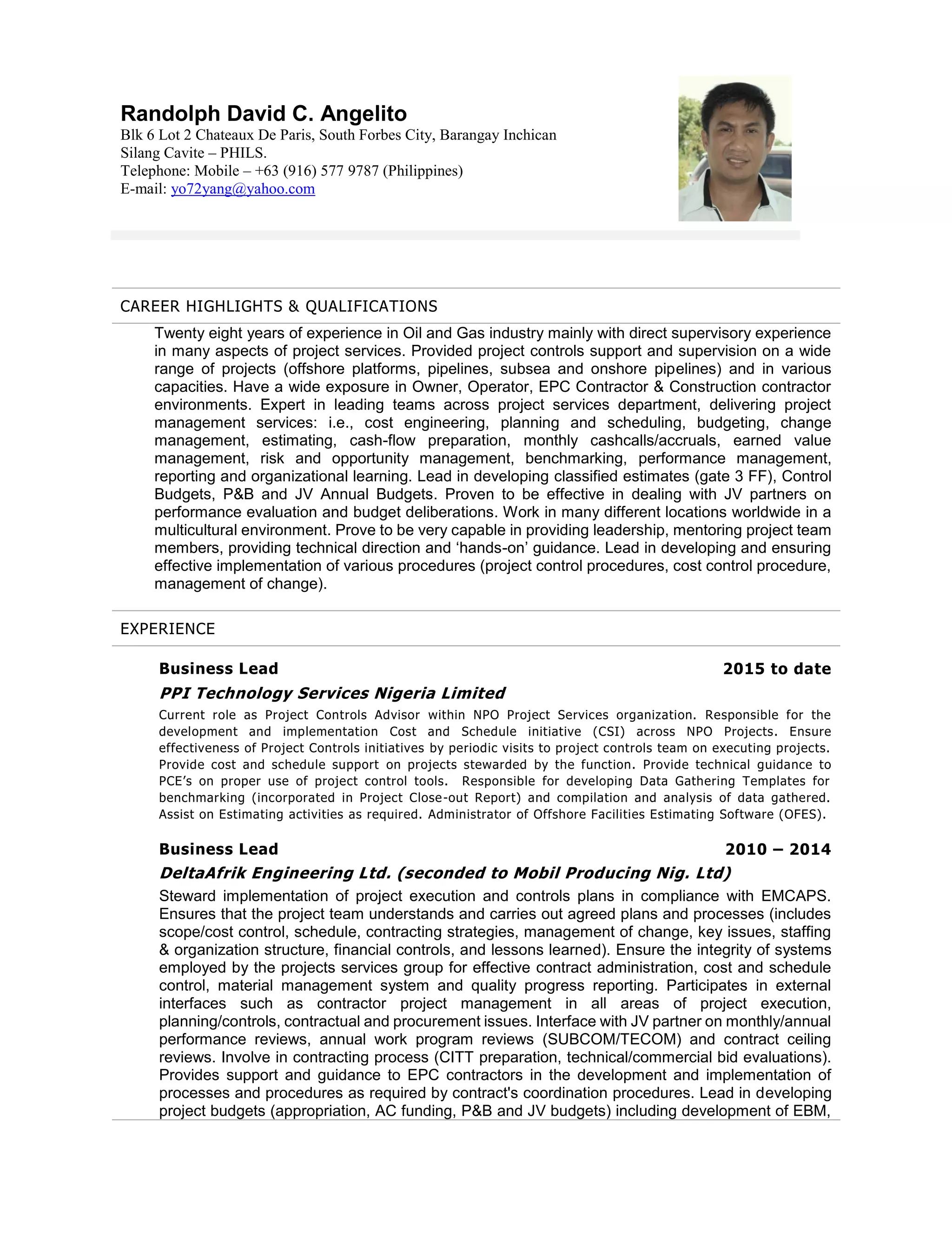 Randolph Angelito CV | PDF