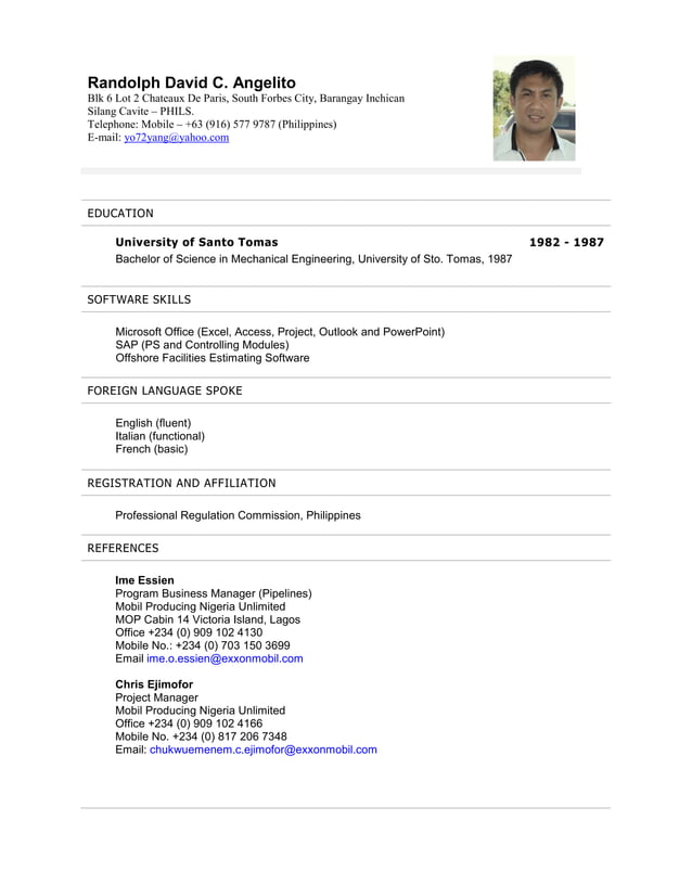 Randolph Angelito CV | PDF