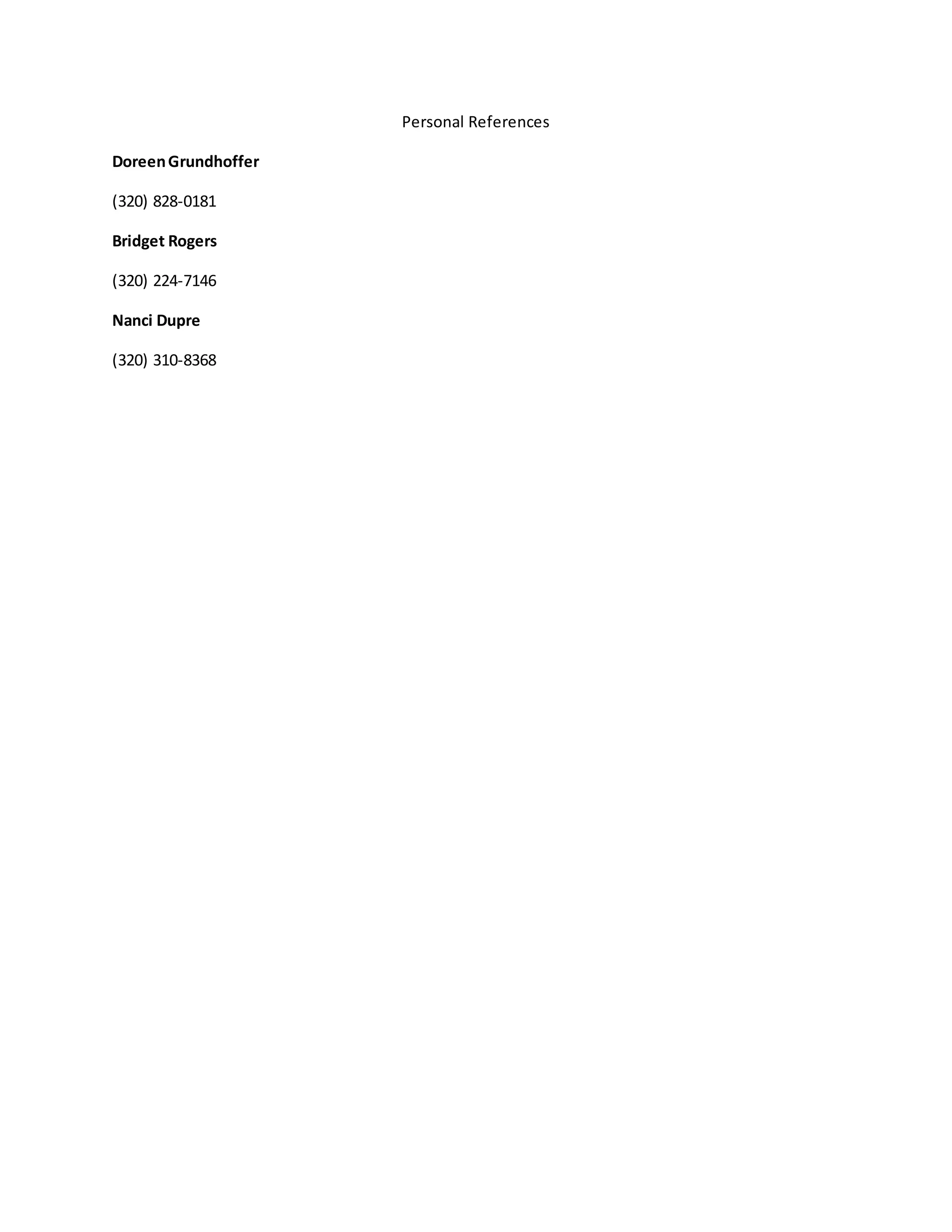 Personal References | DOCX