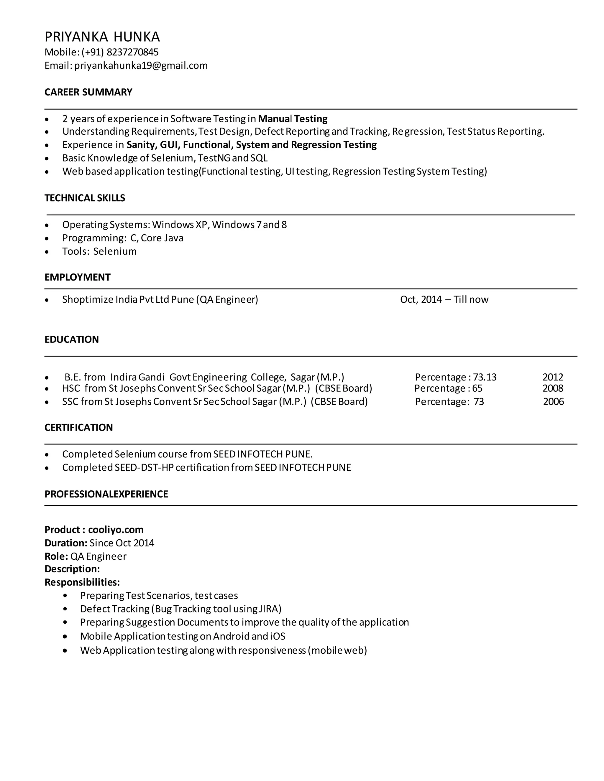 Priyanka resume | PDF