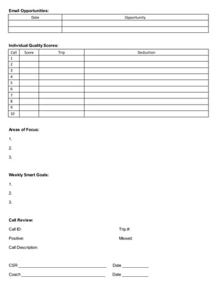 Weekly Follow Up Coaching | DOCX