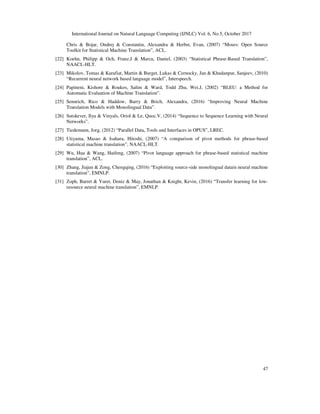 EMPLOYING PIVOT LANGUAGE TECHNIQUE THROUGH STATISTICAL AND NEURAL ...