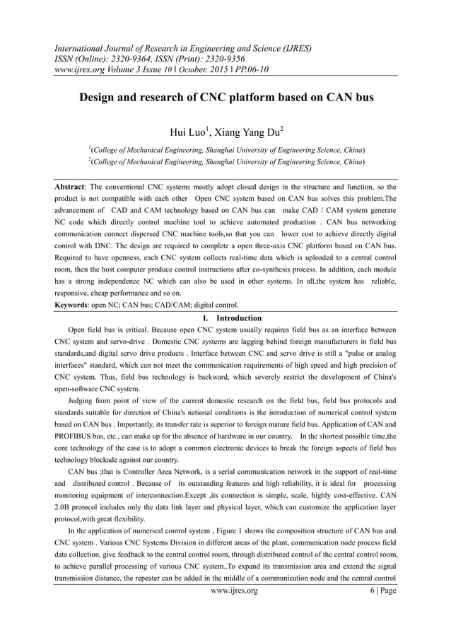 Design and research of CNC platform based on CAN bus | PDF